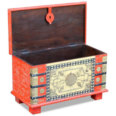 Berkfield Storage Chest Red Mango Wood 80x40x45 cm