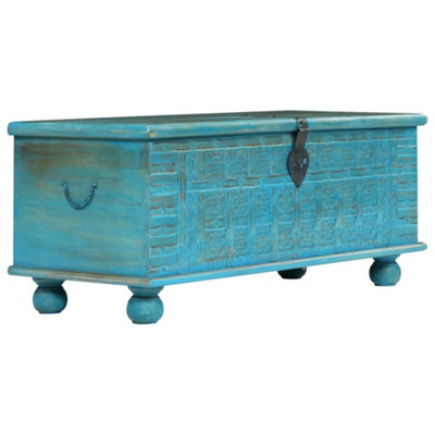 BERKFIELD STORAGE CHEST SOLID MANGO WOOD BLUE 100X40X41 CM