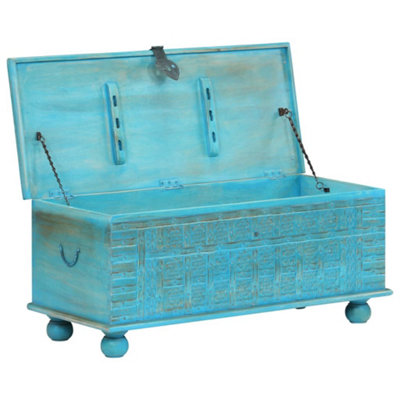 Berkfield Storage Chest Solid Mango Wood Blue 100x40x41 cm