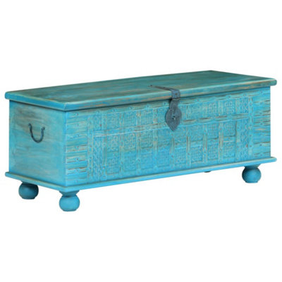 Berkfield Storage Chest Solid Mango Wood Blue 100x40x41 cm