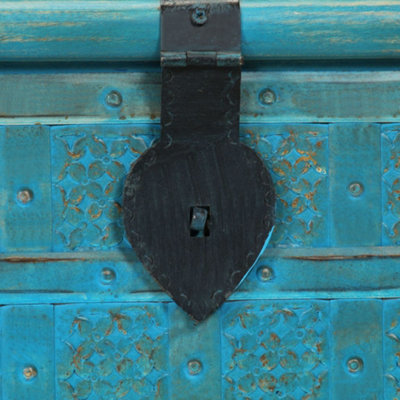 BERKFIELD STORAGE CHEST SOLID MANGO WOOD BLUE 100X40X41 CM