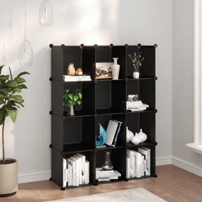 Berkfield Storage Cube Organiser with 12 Cubes Black PP | DIY at B&Q