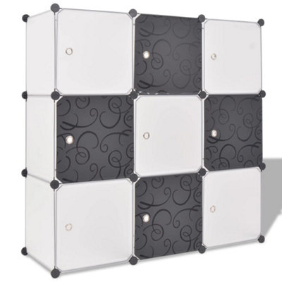 Berkfield Storage Cube Organiser with 9 Compartments Black and White ...