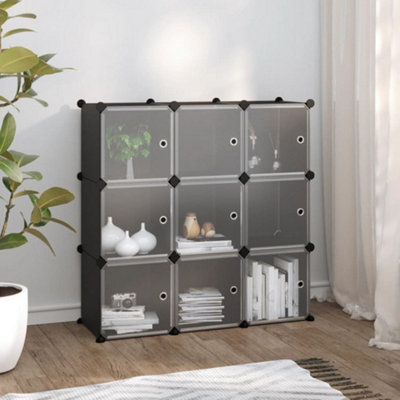 Berkfield Storage Cube Organiser with 9 Cubes and Doors Black PP | DIY ...
