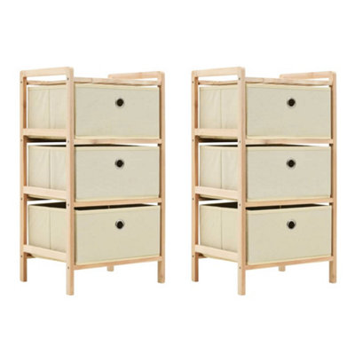 Berkfield Storage Racks with 3 Fabric Baskets 2 pcs Beige Cedar Wood ...