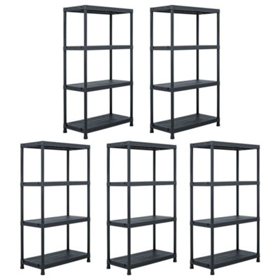 Berkfield Storage Shelf Racks 5 pcs Black 60x30x138 cm Plastic