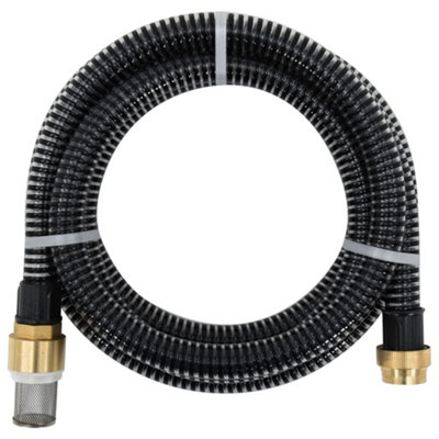Berkfield Suction Hose with Brass Connectors 5 m 25 mm Black | DIY at B&Q