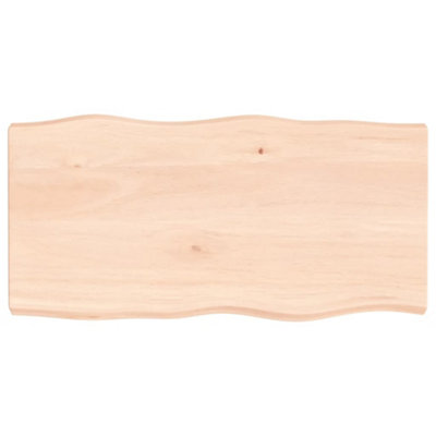Berkfield Table Top 100x50x6 cm Untreated Solid Wood Oak Live Edge