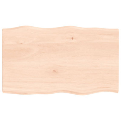Berkfield Table Top 100x60x2 cm Untreated Solid Wood Oak Live Edge ...