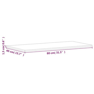 Berkfield Table Top 80x40x1.5 cm Rectangular Solid Wood Beech