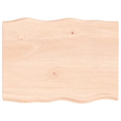 Berkfield Table Top 80x60x4 cm Untreated Solid Wood Oak Live Edge