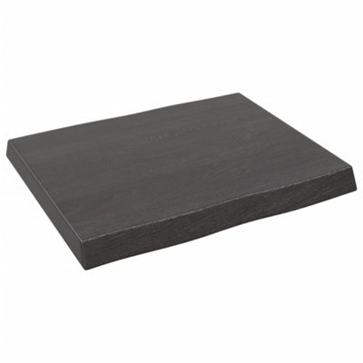 Berkfield Table Top Dark Grey 60x50x6 cm Treated Solid Wood Oak Live Edge