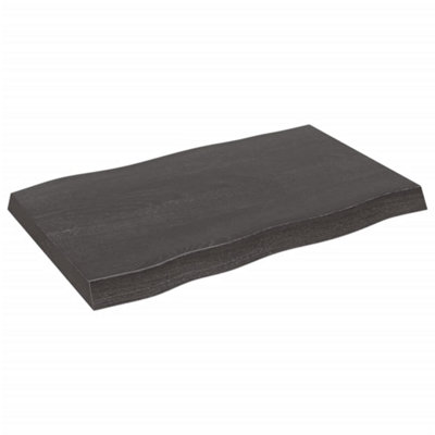 Berkfield Table Top Dark Grey 80x50x6 cm Treated Solid Wood Oak Live Edge