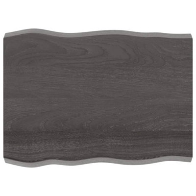 Berkfield Table Top Dark Grey 80x60x6 cm Treated Solid Wood Oak Live ...