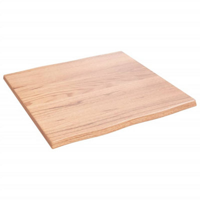 Berkfield Table Top Light Brown 60x60x2 cm Treated Solid Wood Oak Live Edge
