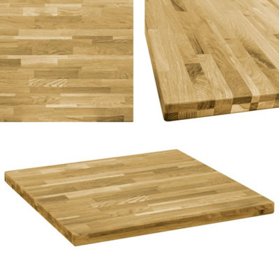 Berkfield Table Top Solid Oak Wood Square 44 mm 80x80 cm