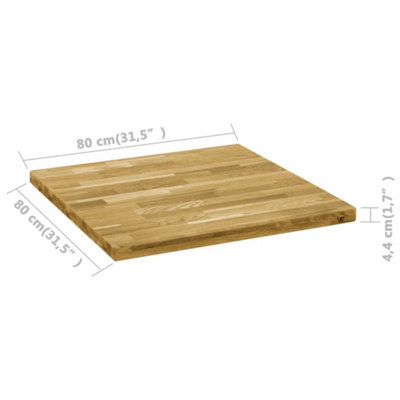 Berkfield Table Top Solid Oak Wood Square 44 mm 80x80 cm