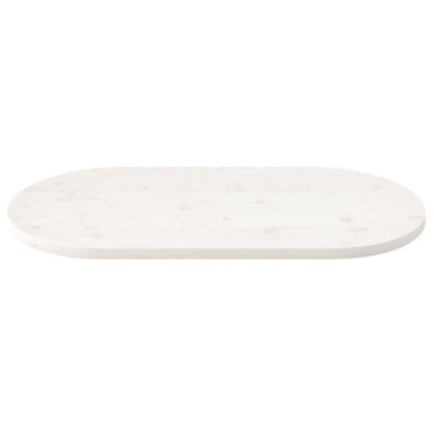 Berkfield Table Top White 90x45x2.5 cm Solid Wood Pine Oval | DIY at B&Q
