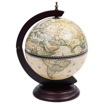 BERKFIELD TABLETOP GLOBE BAR WINE STAND EUCALYPTUS WOOD GREEN