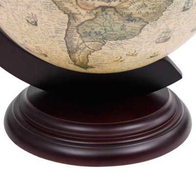 BERKFIELD TABLETOP GLOBE BAR WINE STAND EUCALYPTUS WOOD GREEN