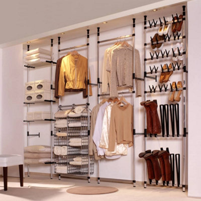 Berkfield Telescopic Wardrobe System with Rods and Shelf Aluminium