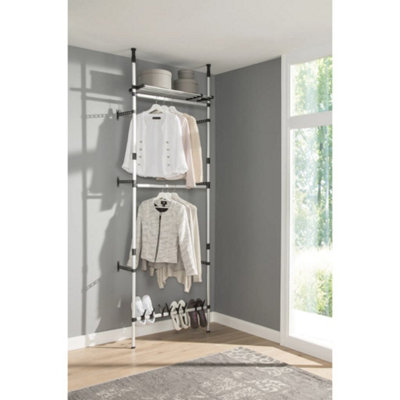 Berkfield Telescopic Wardrobe System with Rods and Shelf Aluminium