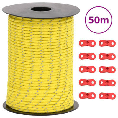 Berkfield Tent Guy Rope with Reflective Strips and Spanners 50 m 3 mm