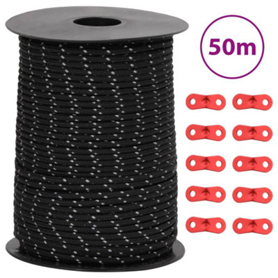 Berkfield Tent Guy Rope with Reflective Strips and Spanners 50 m 3 mm