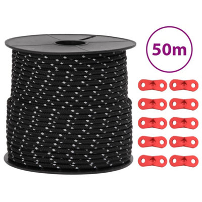 Berkfield Tent Guy Rope with Reflective Strips and Spanners 50 m 4 mm