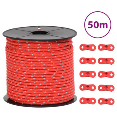 Berkfield Tent Guy Rope with Reflective Strips and Spanners 50 m 4 mm