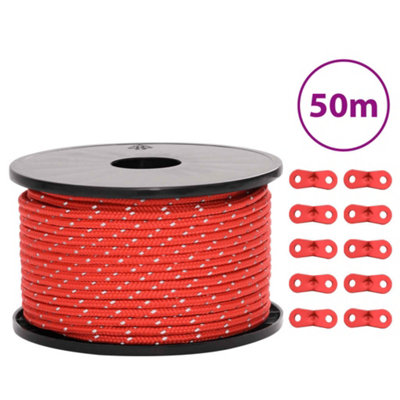 Berkfield Tent Guy Rope with Reflective Strips and Spanners 50 m 5 mm