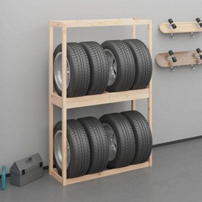 Berkfield Tire Rack 120x40x180 cm Solid Wood Pine | DIY at B&Q