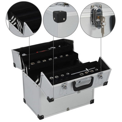 Berkfield Tool Case 38x22.5x34 cm Silver Aluminum