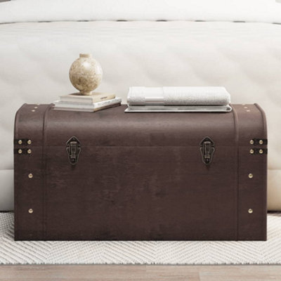 Berkfield Treasure Chest with Latches Dark Brown 79.5x39.5x39.5 cm Plywood