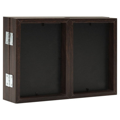 Berkfield Trifold Photo Frame Collage Dark Brown 28x18 cm+2x