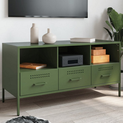 Berkfield TV Cabinet Olive Green 100.5x39x50.5 cm Steel