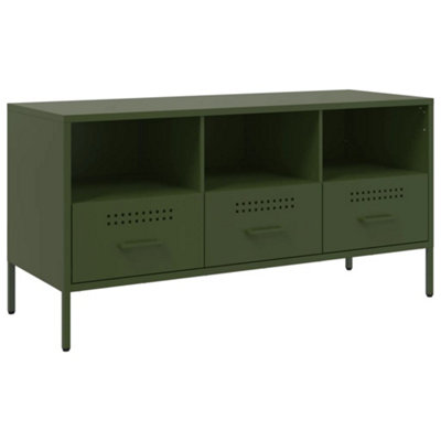 Berkfield TV Cabinet Olive Green 100.5x39x50.5 cm Steel