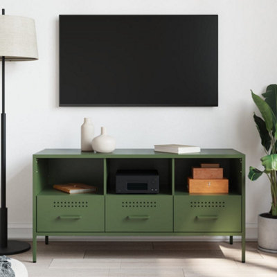 Berkfield TV Cabinet Olive Green 100.5x39x50.5 cm Steel