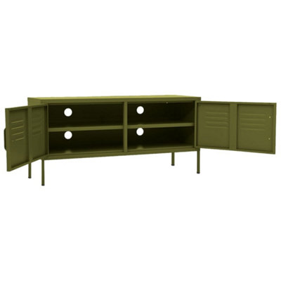 Berkfield TV Cabinet Olive Green 105x35x50 cm Steel