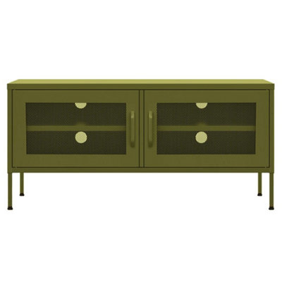 Berkfield TV Cabinet Olive Green 105x35x50 cm Steel