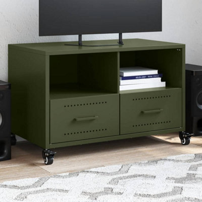 Berkfield TV Cabinet Olive Green 68x39x43.5 cm Steel