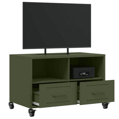 Berkfield TV Cabinet Olive Green 68x39x43.5 cm Steel