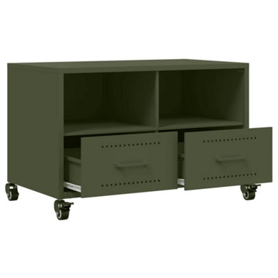 Berkfield TV Cabinet Olive Green 68x39x43.5 cm Steel