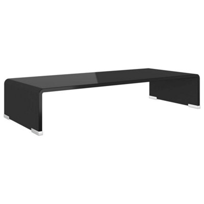 Berkfield TV Stand/Monitor Riser Glass Black 60x25x11 cm