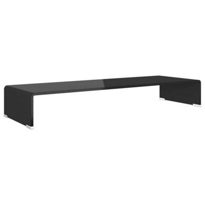 Berkfield TV Stand/Monitor Riser Glass Black 90x30x13 cm