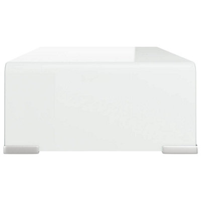 Berkfield TV Stand/Monitor Riser Glass White 40x25x11 cm