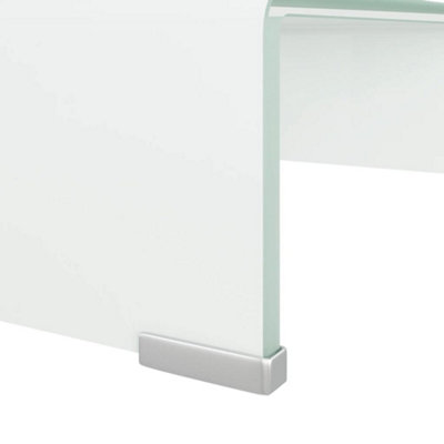 Berkfield TV Stand/Monitor Riser Glass White 40x25x11 cm