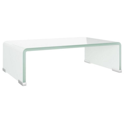Berkfield TV Stand/Monitor Riser Glass White 40x25x11 cm