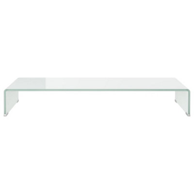 Berkfield TV Stand/Monitor Riser Glass White 90x30x13 cm