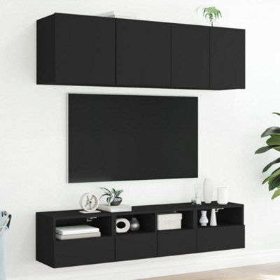 Berkfield TV Wall Cabinets 2 pcs Black 40x30x30 cm Engineered Wood